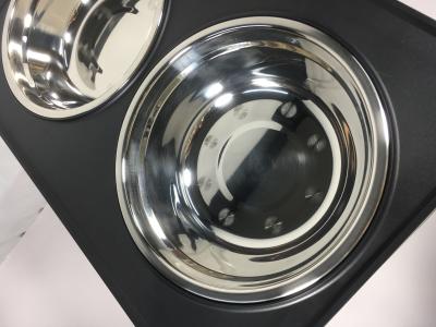 China Stainless Steel Double Bowls Stand for Large Dogs Non-Slip and Smart Height Adjustment for sale