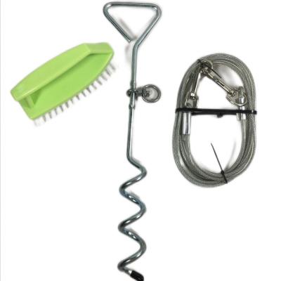 China 8mx40cm Outdoor Stainless Steel Spiral Dog Stake Ground Nail Pet Traction Rope Dog Chain Anchor for sale