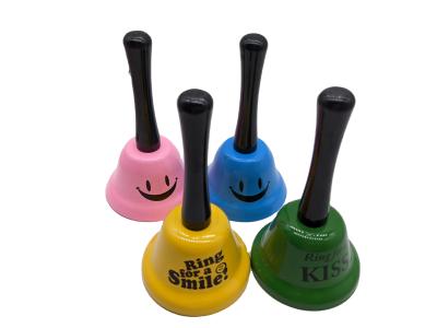 China Metal Bell for Calling Kiss Wake Up Handle Bell Table Bell School Meal Bell for sale
