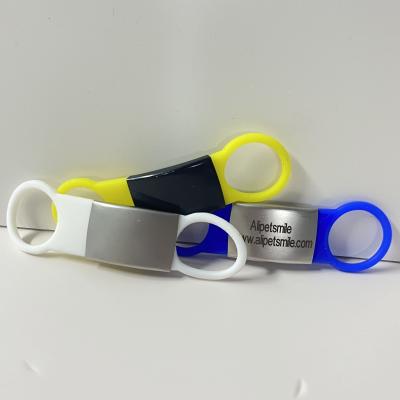 China 40 HQ Loading 168 Sets Customizable Silicone Pet Hanging Tag with Stainless Steel Logo for sale