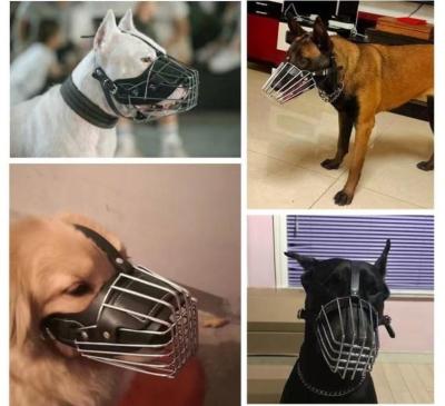 China Pet Anti Bark Bite Muzzle for Pitbull Shepherd Small Puppy Retriever Leather 15-25kg for sale