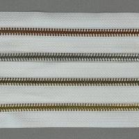 China Double Pointed Teeth Metal Zipper #5 Bright Nickel Highly Durable Pull Sequence for sale
