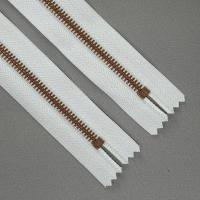 China Solid Material #5 Double Pointed Teeth Metal Zipper Durable Rose Gold Finish 60cm for sale