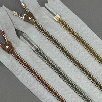 China Solid Material #5 Double Pointed Teeth Metal Zipper Durable Rose Gold Finish 60cm for sale