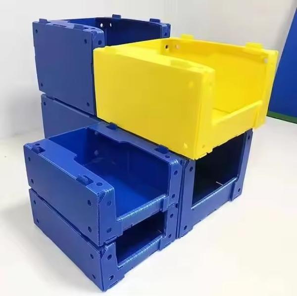 Quality Flat Pack Blue Corrugated Plastic Parts Bins Stackable PP Shelf Stake Bins for sale