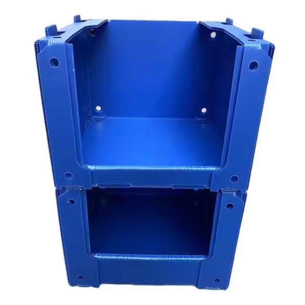 Quality Flat Pack Blue Corrugated Plastic Parts Bins Stackable PP Shelf Stake Bins for sale