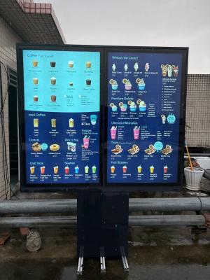 China 65 inch 3500nits UHD Outdoor Drive Thru Menu Board Te koop