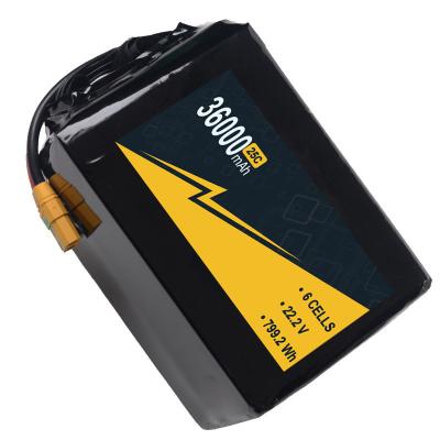 Cina 36000mAh 22.2v 6S1P UAV Batteria Lipo Con connettore di bilanciamento XT90S in vendita