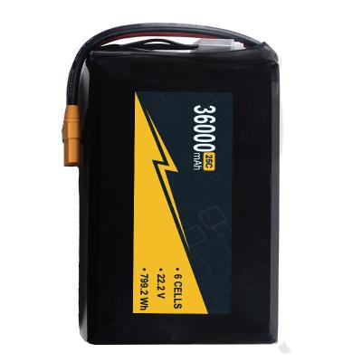 Cina 36000mAh 22.2v 6S1P UAV Batteria Lipo Con connettore di bilanciamento XT90S in vendita