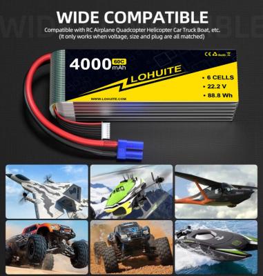 Cina Powerful 4000mAh 6S Battery Dean 60C 6S LIPO BATTERY 22.2V 590g Discharge Rate 30C-60c in vendita