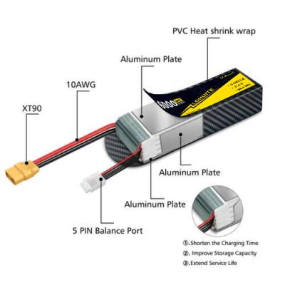China 22.2V 6000mAh 6S Lipo Battery Dean 50C/100C 6S Lipo Battery 6000MAH For RC Te koop