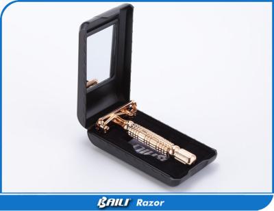 Cina Il doppio ha parteggiato l'imballaggio del contenitore di specchio di colore dell'argento dell'oro di Rosa del rasoio di sicurezza in vendita