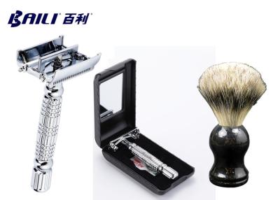 Cina Doppio rasoi della farfalla di rasatura placcati argento fisso del cromo del rasoio di sicurezza del bordo in vendita