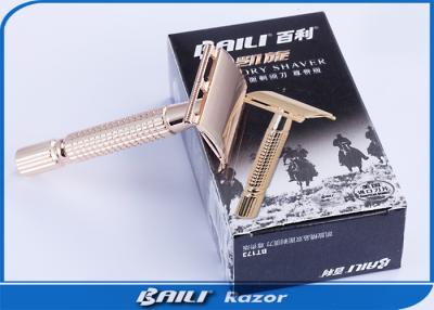 Cina Rasoio di rasatura eliminabile del bordo del rasoio della lega di lusso del metallo di colore dell'oro doppio per gli uomini in vendita
