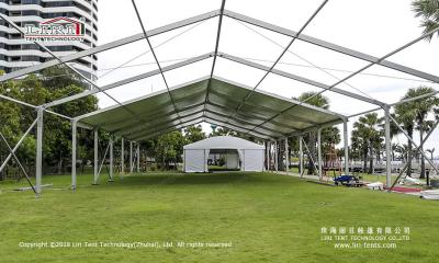 China Outdoor Conference Event Tent Structure With White Lining Built On Grass Land for sale