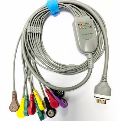 China Nalong RAGE-12 Holter Electrocardiograph Compatible 10 Lead Snap Type ECG Cables for sale