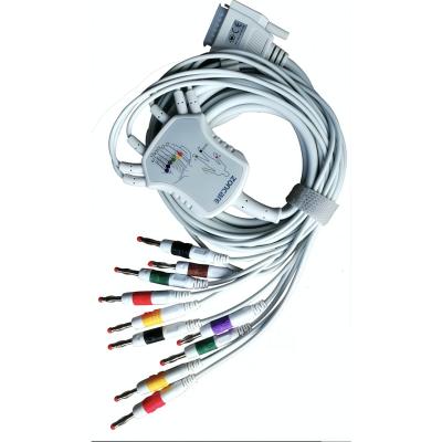 China Original 12 Lead ECG Cable With Banana Plug For Zhongqi IMAC12_12B Digital Multi Channel Electrocardiograph for sale