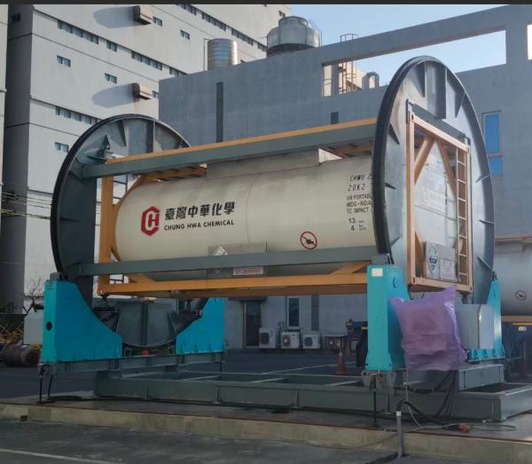 Quality ISO Tank Container Turnover Rotation Machine For Oil Chemical Cleaning Exterior Frame Tank Shell Repair Refurbishment Modifications for sale
