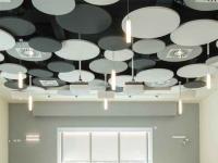 China OEKO 100％ Polyester Fabric Acoustic Ceiling Panels Geometry Shaping for sale