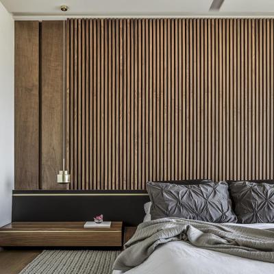 Cina MDF acustico decorativo 2400x600mm di legno dei pannelli di parete del legname a stecche in vendita
