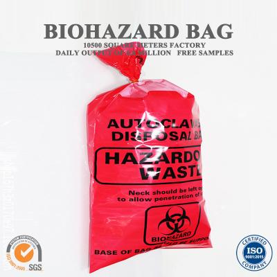 China Waterproof Red Biohazard Bags Secure Sealing For Laboratory Medical Rubbish for sale
