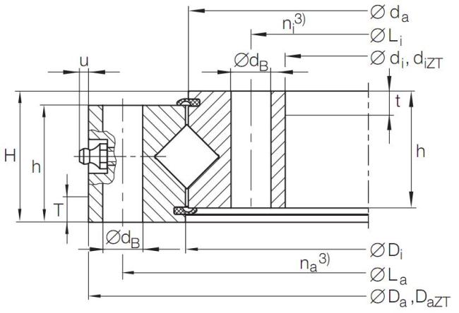 XU160260 customerized crossed cylindrical roller slewing bearings Cooperative Robot