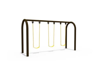 China Three People Kids Garden Swing Set , Yellow Outside Swing Set Small Backyard Swing Sets for sale