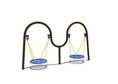 China New Style Double Swing And Slide Set , Round Compact Swing Set For Garden for sale