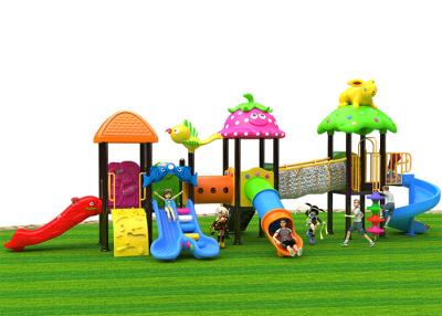 China Galvanized Frames Plastic Baby Slide , Outdoor Garden Swing And Slide Blue Color for sale