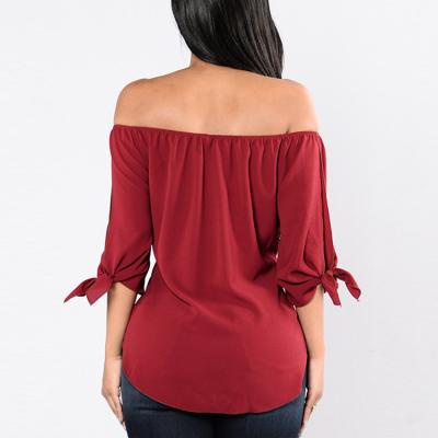 China Long Sleeve Lady Woman Casual Latest Fashion Off Shoulder Blouse Tops Designs en venta