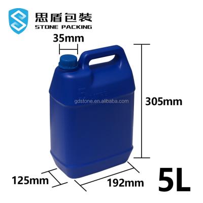 China Daily Chemical 35mm HDPE Plastic Bottle 5 Liter Plastic Drum 192*125*305mm for sale