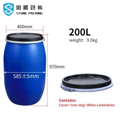 Cina 200l chimico blu cilindrico un tamburo di plastica 585*970mm 9kg da 55 galloni in vendita