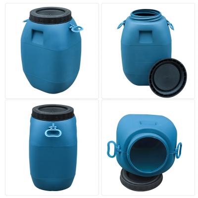 China HDPE 100%  60L Blue HDPE Plastic Container Drum With Lid for sale