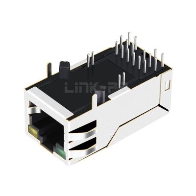 Cina LPJK9093AHNL 10G integrato RJ45 Magjack PoE++ Single Port Tab Up con LED verde/giallo in vendita