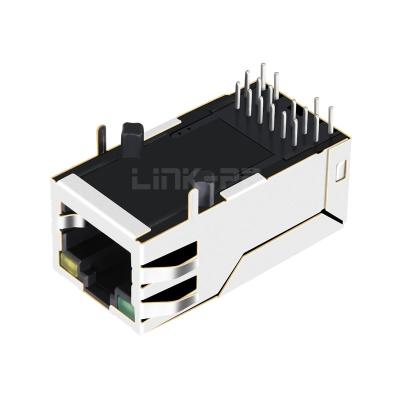 Cina LPJK9436AHNL RJ45 connettore femminile con magnetismo 10G Base-T Single Port Tab Up con LED verde/giallo in vendita