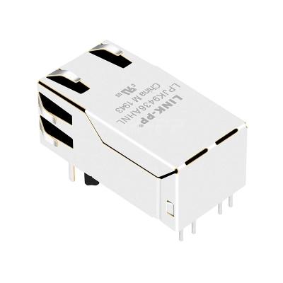 Cina LPJK9436AHNL RJ45 connettore femminile con magnetismo 10G Base-T Single Port Tab Up con LED verde/giallo in vendita
