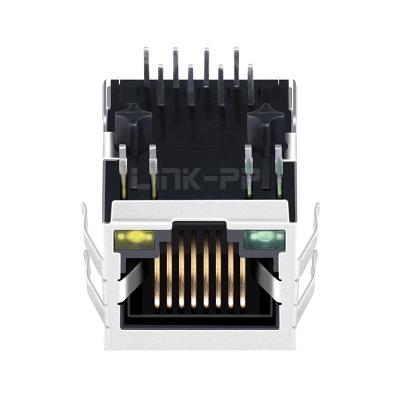 中国 RJ-005B コンパティブル LINK-PP LPJ0011GBNL 10/100 ベース-T タブダウン グリーン/イエロー LED シングルポート モジュラル ジャック RJ45 コネクタ 販売のため
