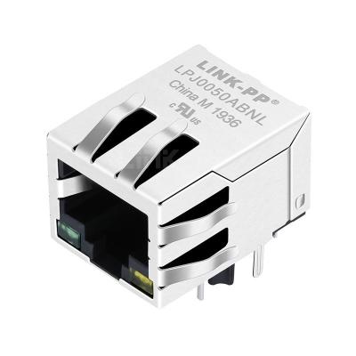 Cina Pulse J00-0051NL Compatibile LINK-PP LPJ0050ABNL 10/100 Base-T Tab Down Verde/Giallo Led 1 Port Network Jack RJ45 connettore blindato in vendita