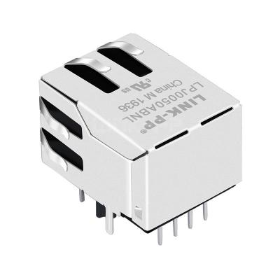 Cina Pulse J00-0051NL Compatibile LINK-PP LPJ0050ABNL 10/100 Base-T Tab Down Verde/Giallo Led 1 Port Network Jack RJ45 connettore blindato in vendita