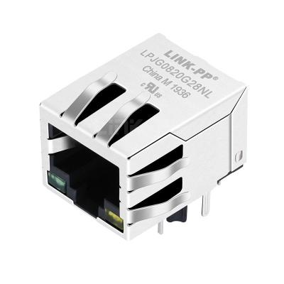 Cina Tyco 5-6605435-1 Compatibile LINK-PP LPJG0820G28NL 100/1000 Base-T Tab Down Verde/Giallo Led Single Lan Port RJ45 10 Pin Connector in vendita
