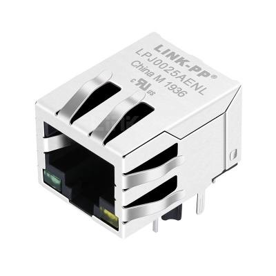Cina NU1S516-434LF a entrambe le parti Compatibile LINK-PP LPJ0025AENL 10/100 Base-T Tab Down Verde/Giallo Led 1x1 Porta 8P8C RJ45 con Magnetismo integrato in vendita