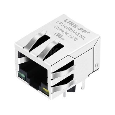 Cina WE 74990112112 Compatibile LINK-PP LPJ4025AENL 10/100 Base-T Tab Down Verde/Giallo Led 1x1 Port Moduli RJ 45 Jack magnetico in vendita