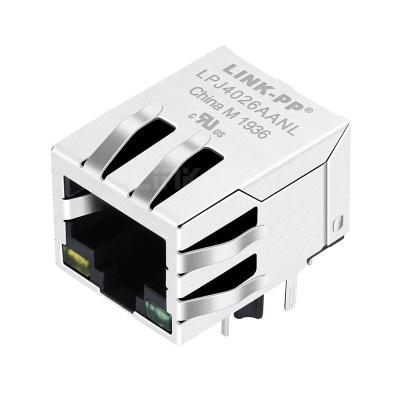 Cina X multiplo XRJG-01K-1-E13-211 Compatibile LINK-PP LPJ4026AANL 10/100 Base-T Tab Down Giallo/verde Led One Port Shielded Network RJ-45 connettore in vendita