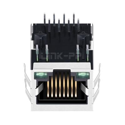 China WE MIC24012-5101T-LF3 Compativel LINK-PP LPJ0011GFNL 10/100 Base-T Tab Down Verde/Led Verde 1 Port 8 Pin Cat5e Conector RJ45 à venda