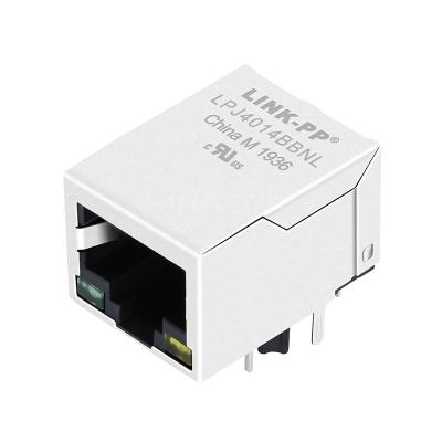 中国 両手 LU1S041CM-43 LF コンパティブル LINK-PP LPJ4014BBNL 10/100 ベース-T タブ ダウン グリーン/イエロー LED 1x1 ポート 8P8C モジュール RJ45 ネットワークソケット 販売のため