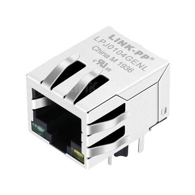 中国 WE MIC64013-5180T-LF3 コンパティブル LINK-PP LPJ0104GENL 10/100 ベース-T タブ ダウン グリーン/イエロー LED 1x1 ポート POE RJ-45 統合磁石 販売のため