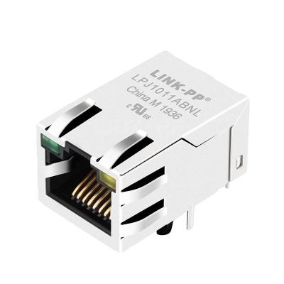 中国 パルスJ1011F21P 互換 LINK-PP LPJ1011ABNL 10/100 ベース-T タブアップ グリーン/イエロー LED 1x1ポート RJ45 ジャック マグネット 販売のため