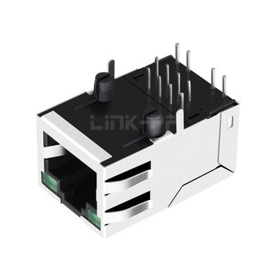 中国 パルスJ1012F21KNL コンパティブル LINK-PP LPJ1012AWNL 10/100 ベース-T 1x1 ポート 女性コネクタ RJ45 モジュールタブアップ グリーン/グリーン LED 販売のため