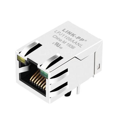 中国 X マルチプル XRJH-11-01-8-8-1-A-L コンパティブル LINK-PP LPJ1106AANL 10/100 ベース-T RJ45 マグネティクス ジャック シングルポート タブアップ イエロー/グリーン LED 販売のため
