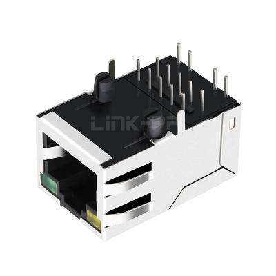 Cina X Multiple XMH-01-1-PP1-111-1P0 Compatibile LINK-PP LPJ1149AGNL 10/100 Base-T Tab Up Giallo/Verde Led Single Port POE RJ45 Magjack Connector in vendita